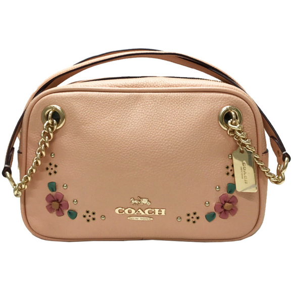 Coach | Bags | Coach Womens Shoulder Bag Leather Pale Orange Gold Chain ...